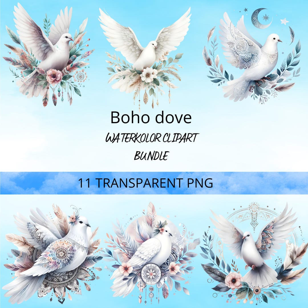 White Doves Clipart - PNG Graphics for Weddings, Baptisms and ...