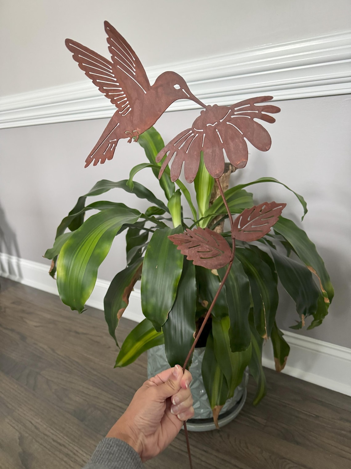 Rustic Metal Hummingbird Garden Stake: Patina Finish, 29" - Etsy