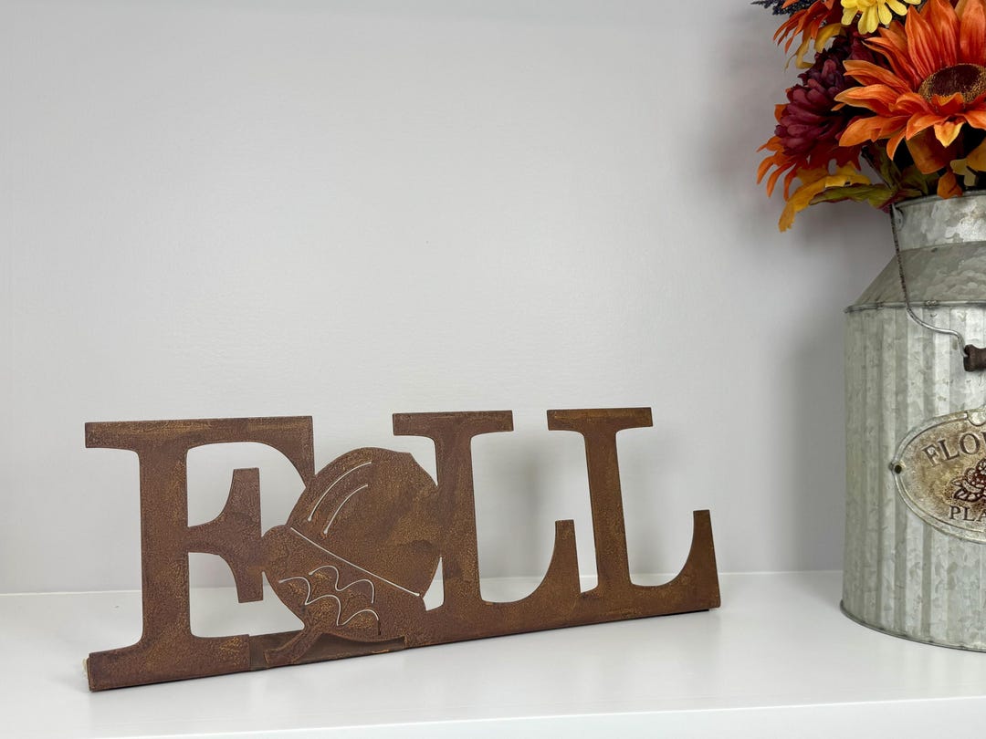 Rustic FALL Sign With Acorn: Patina Metal Autumn Decor - Etsy