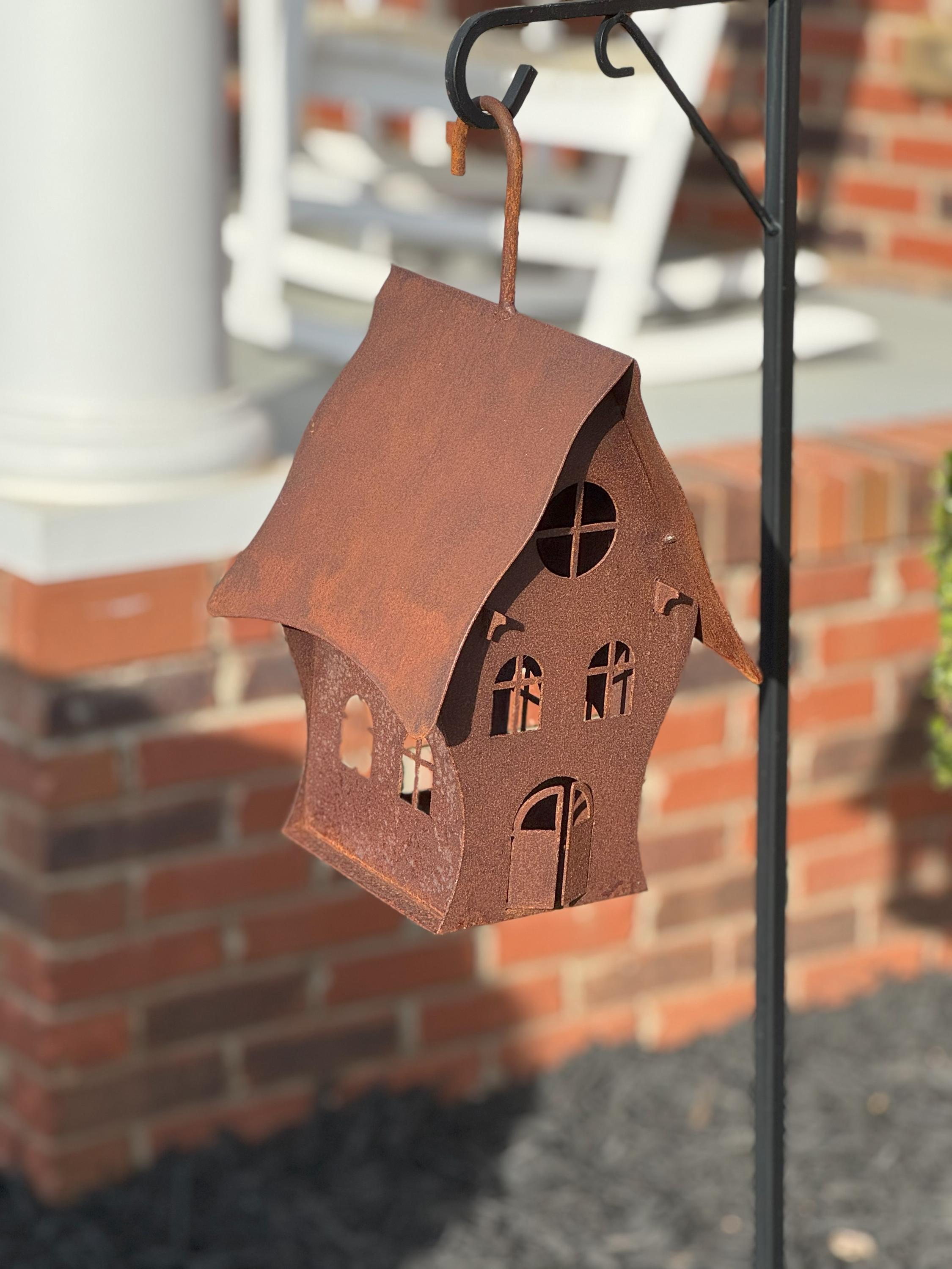 Rustic Steel Bird Feeder – Hanging or Stake Mount Outdoor Metal Bird ...