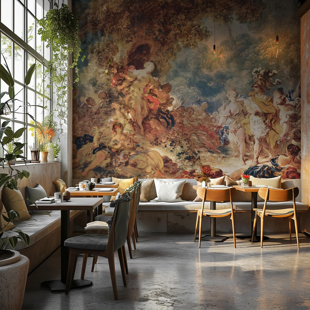 Baroque Wall Mural, European Art Wall Mural, Romantic Vintage Wallpaper ...