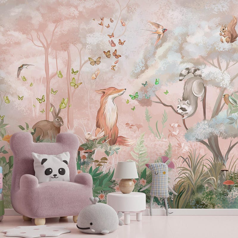 Bunny Mural Wallpaper - Etsy