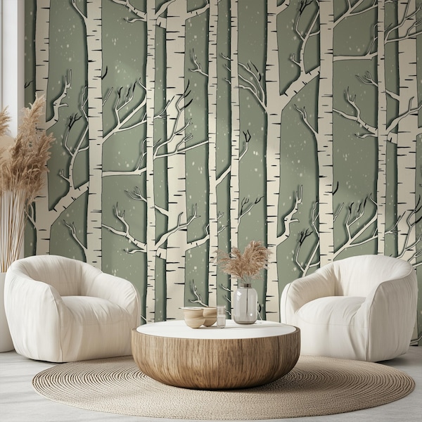 Birch Tree Wallpaper - Etsy UK