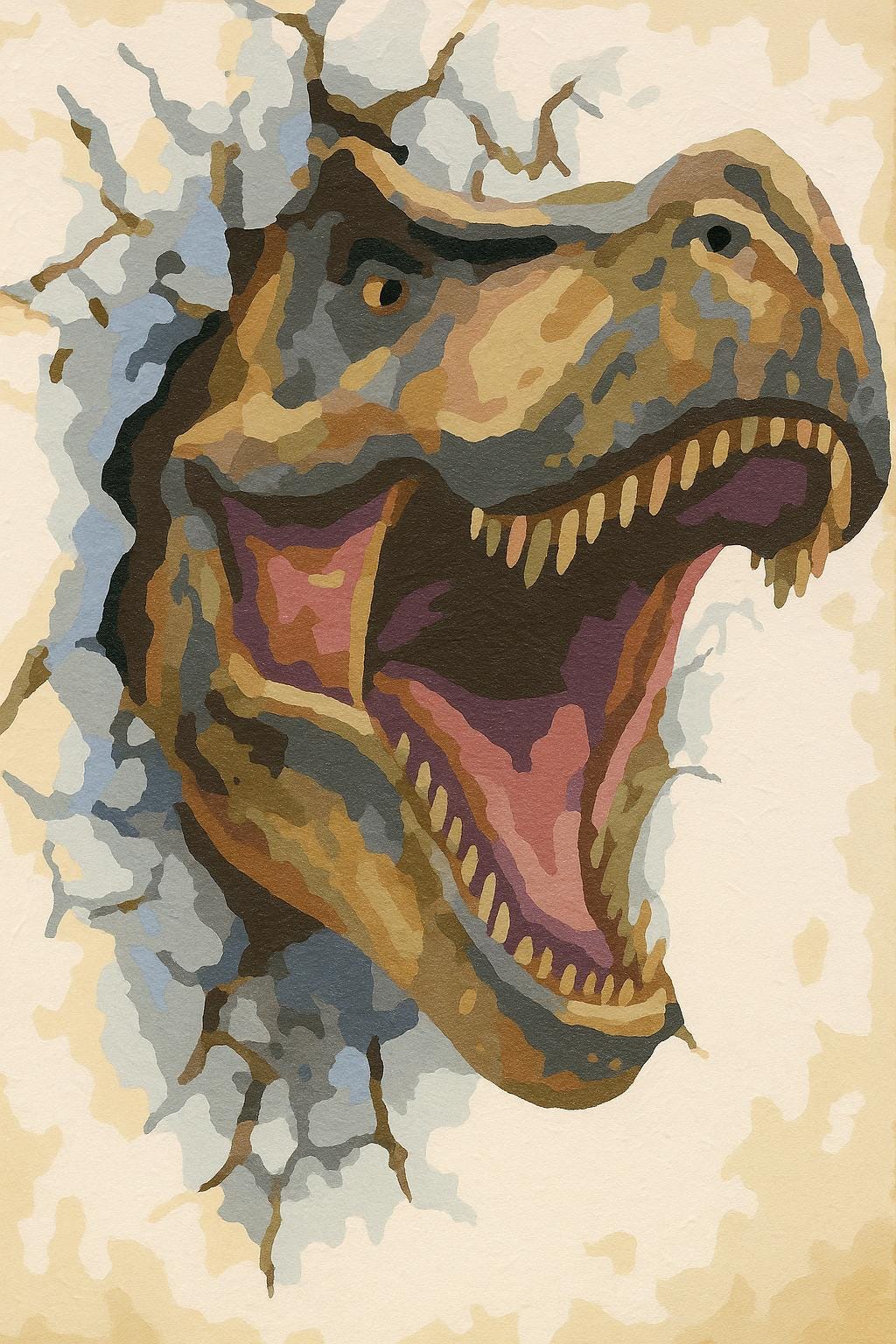 Paint by Number T-rex Wall Break – Dinosaur DIY Painting Kit for Adults ...