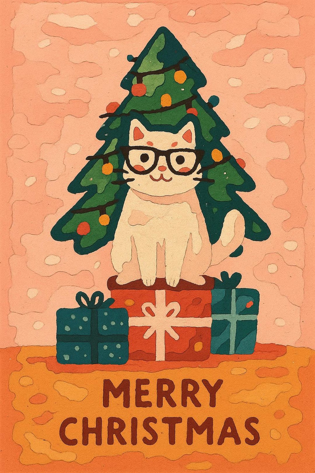Paint by Number Christmas Cat – Festive Holiday DIY Painting Kit for ...