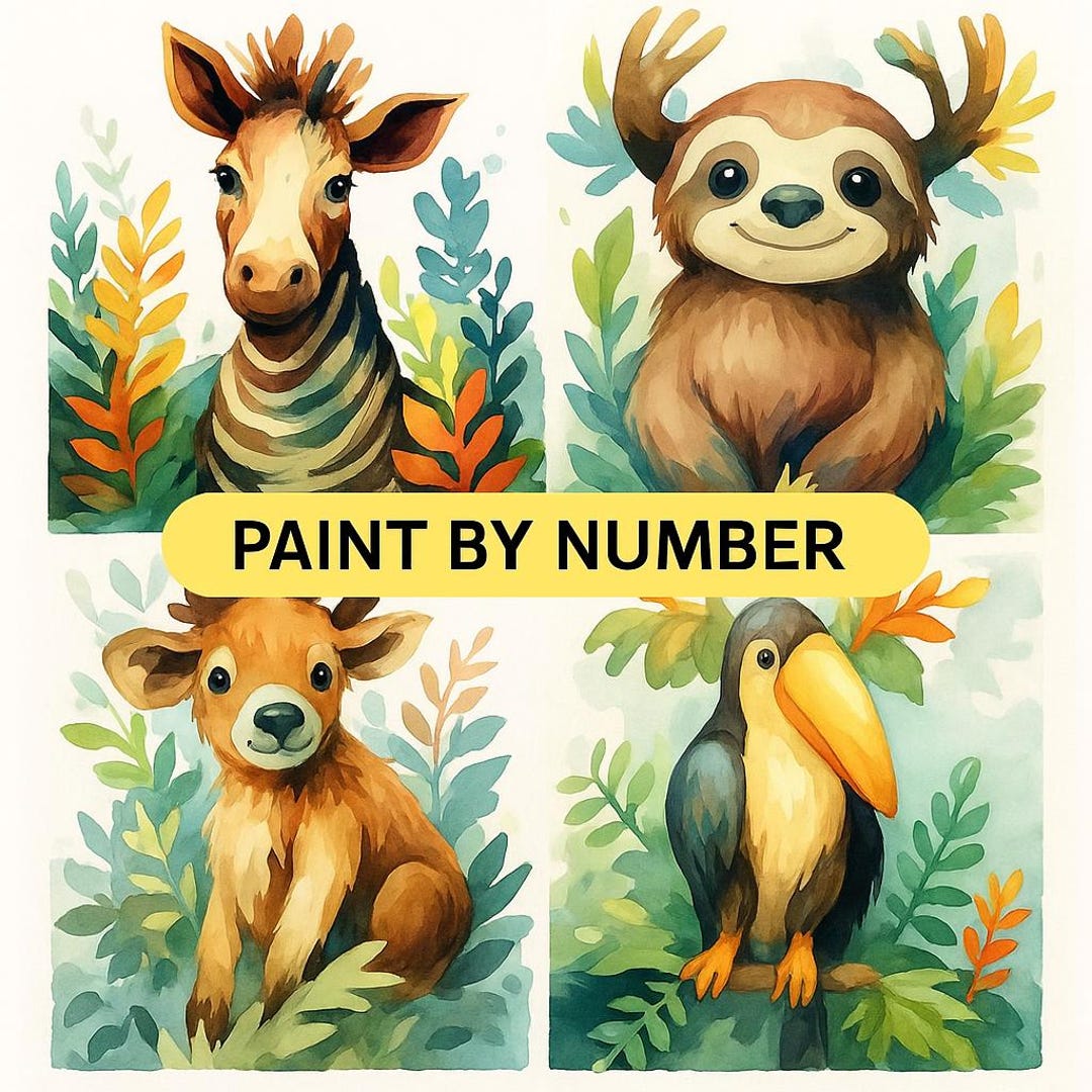 Paint by Numbers for Kids – Jungle Animals Art Kit | Choose 1 of 4 ...