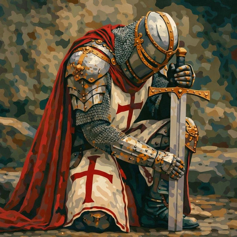 Knight in Reflection Paint by Numbers – Medieval Warrior Art DIY Kit ...