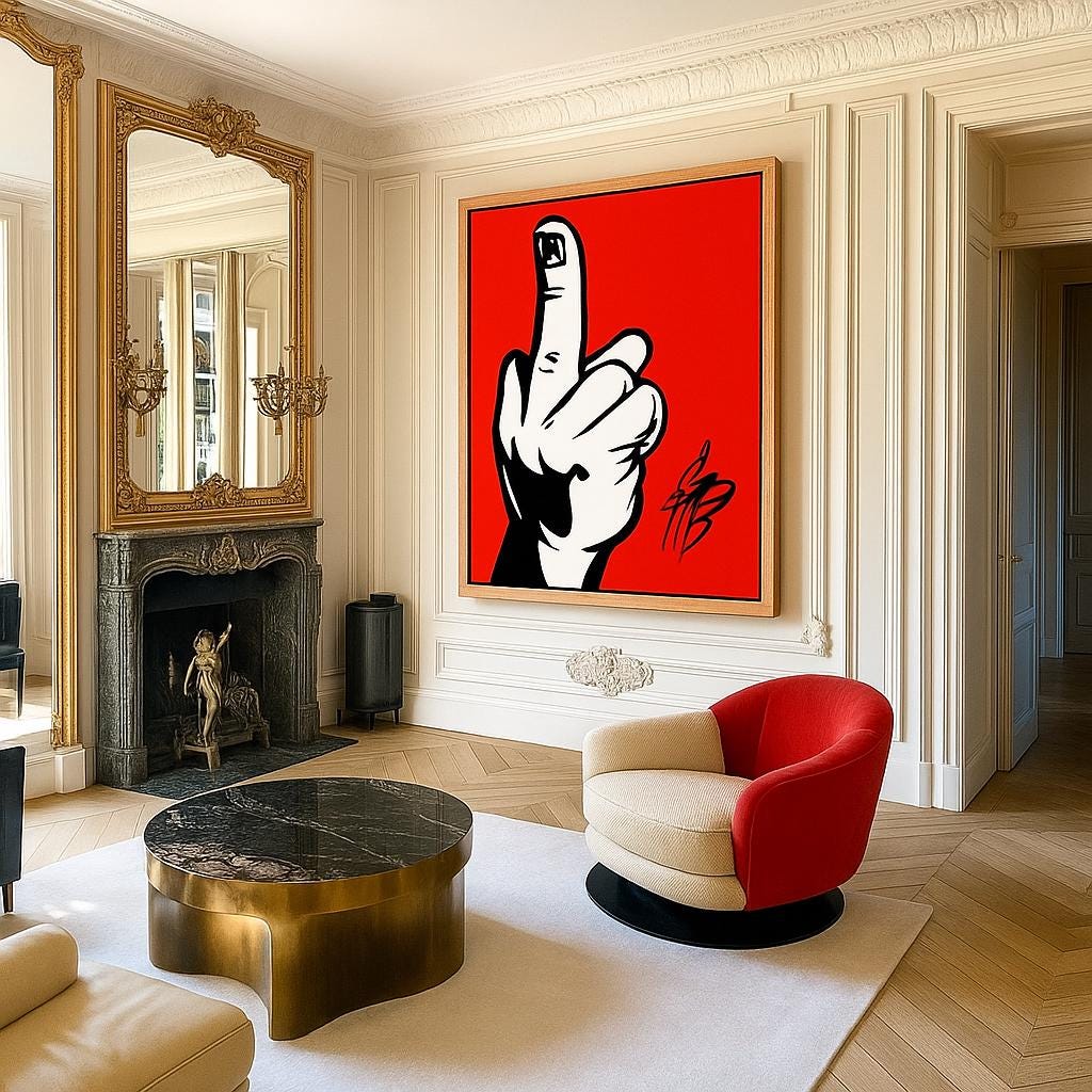 Middle Finger Wall Art - Bold Pop Art Canvas – Red Modern Statement ...