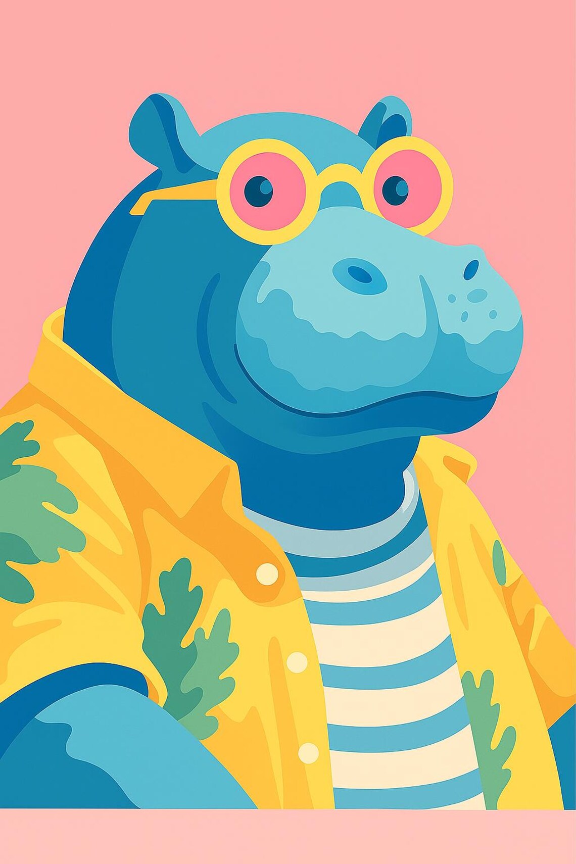 Paint by Number Hippo Kit – Cool Cartoon Animal in Sunglasses – Fun DIY ...