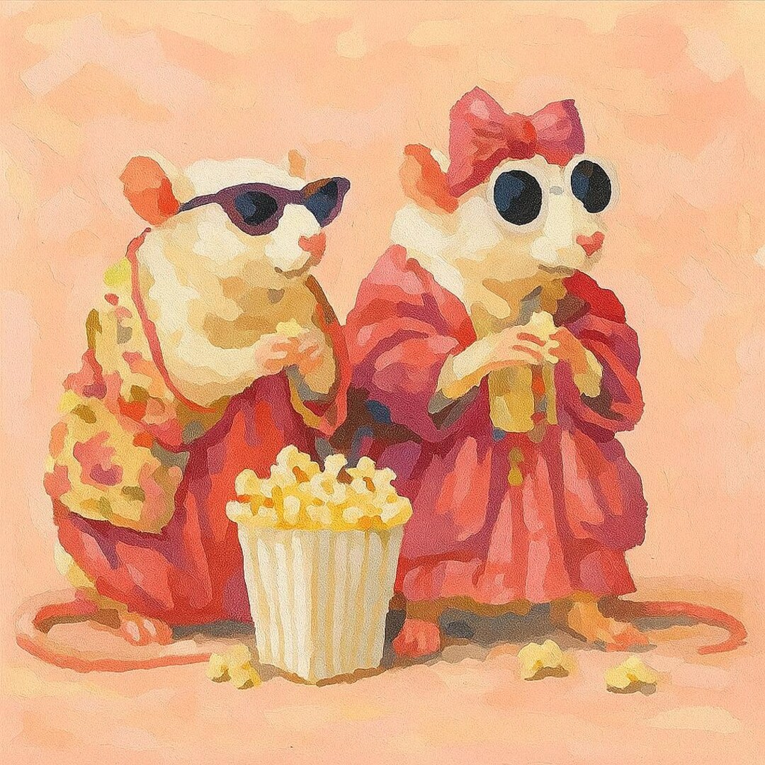 Cute Mice Movie Night Paint by Numbers Kit for Adults Funny Mouse Art ...