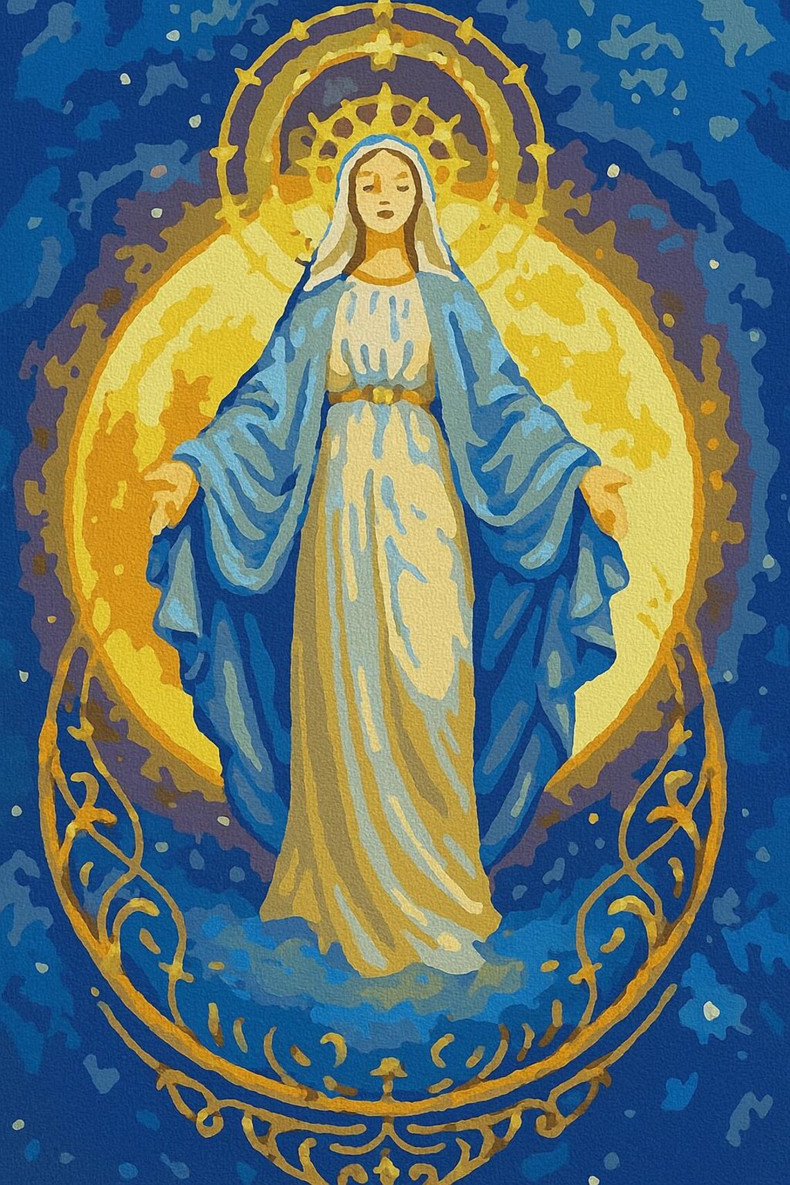 Virgin Mary Paint by Numbers Kit Religious Christian Art DIY Painting ...