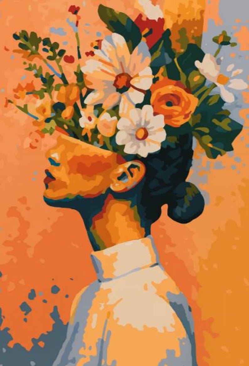 Paint by Number Floral Woman – Abstract Modern Portrait Paint by ...