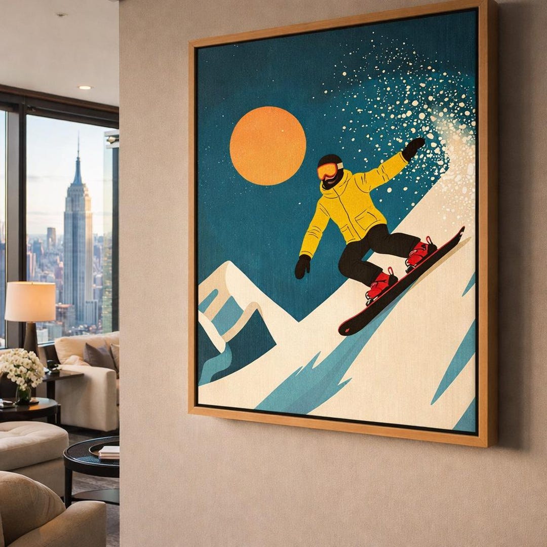 Canvas Print Art Snowboarder Adventure – Modern Mountain Wall Art for ...