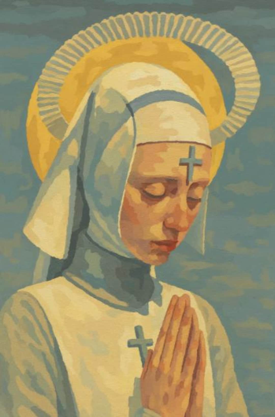 Paint by Number Praying Nun – Spiritual Faith Paint by Numbers Kit for ...