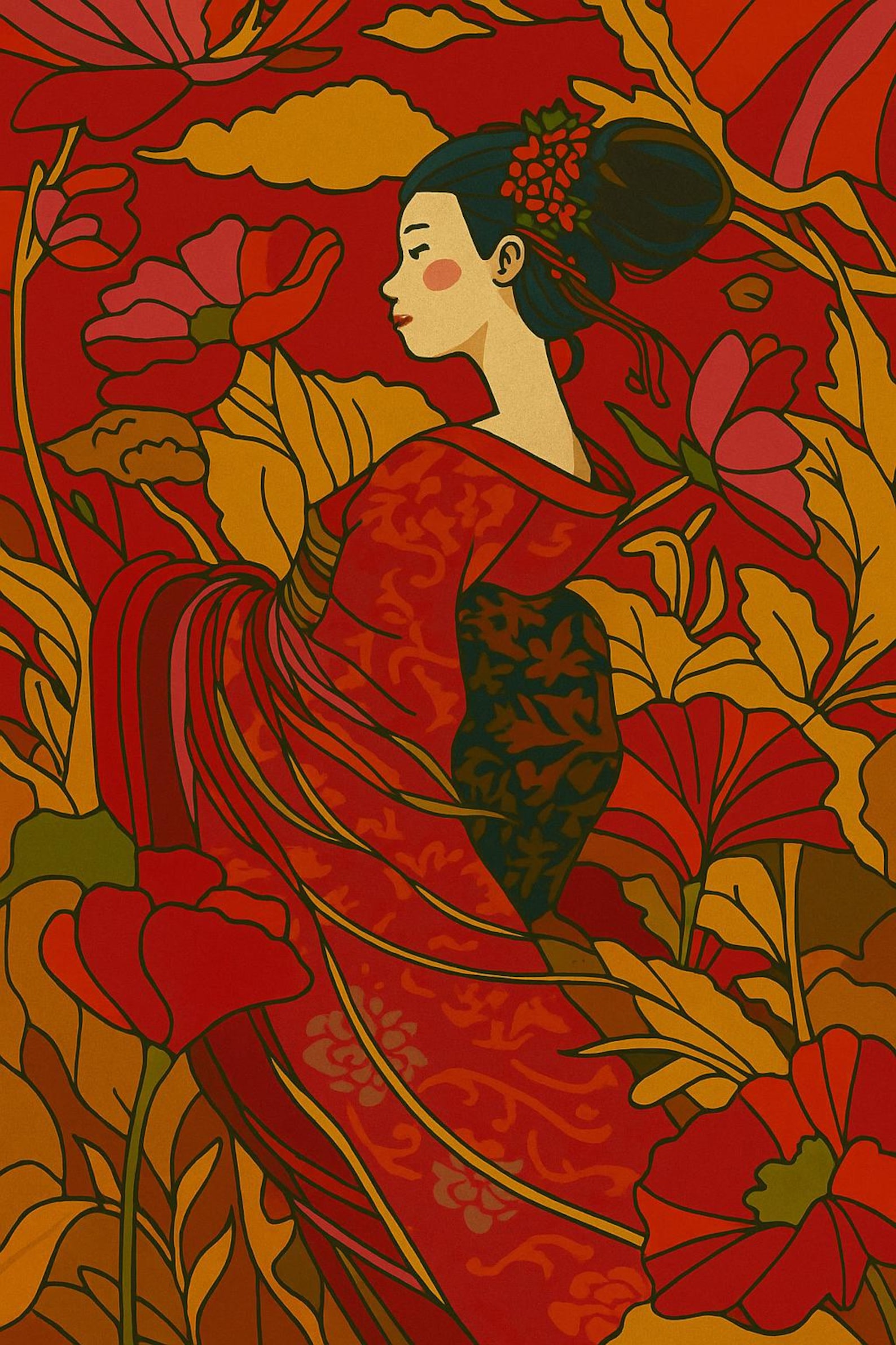 Geisha Paint by Number Kit – Elegant Japanese Woman in Kimono, DIY ...