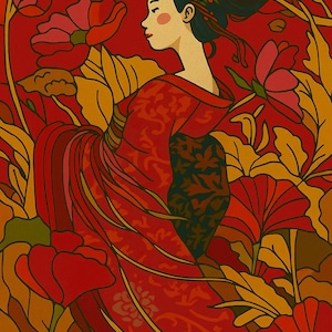 Geisha Paint by Number Kit – Elegant Japanese Woman in Kimono, DIY ...