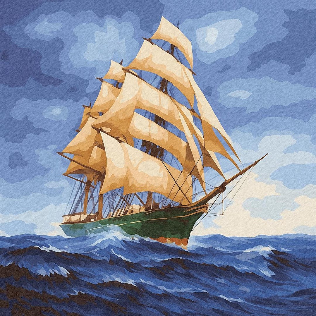 Large Sailing Ship Paint by Numbers Kit for Adults – Nautical Ocean ...