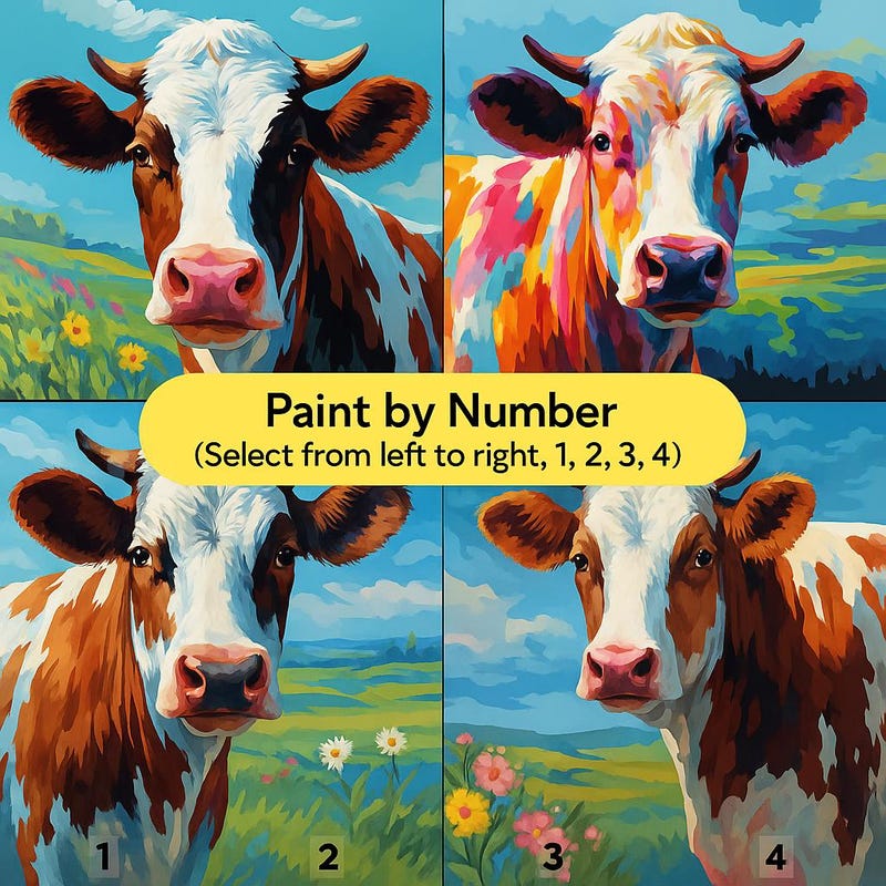 Paint by Number Cow - Etsy