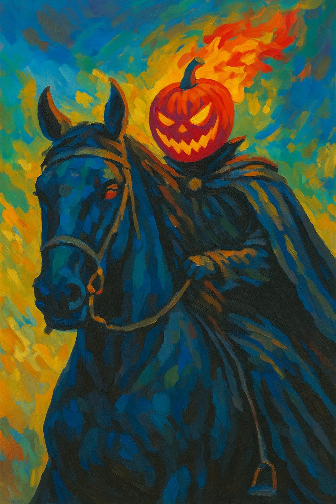 Headless Horseman Paint by Numbers Kit, Halloween Pumpkin Rider on ...