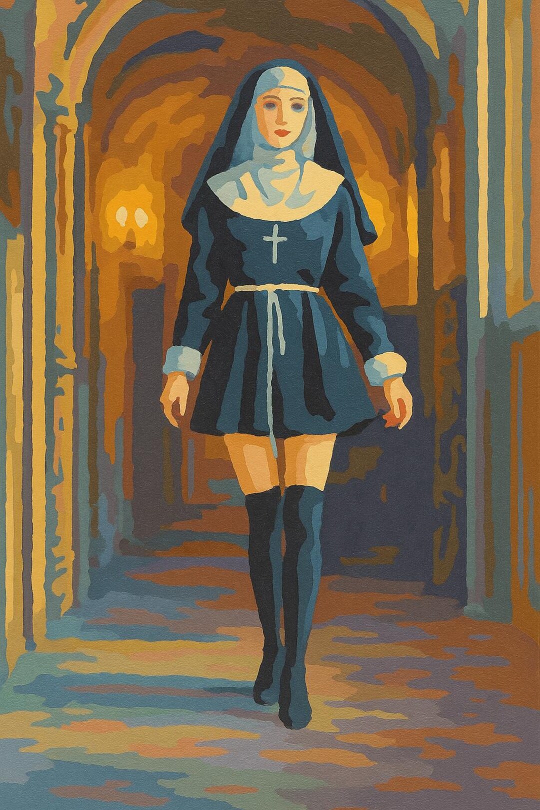 Paint by Number Nun Kit – Edgy Religious-inspired DIY Wall Art for ...
