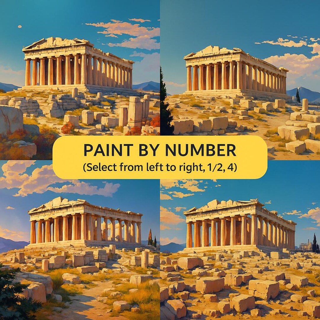 Paint by Numbers Parthenon Kit – Ancient Greece DIY Canvas Art for ...