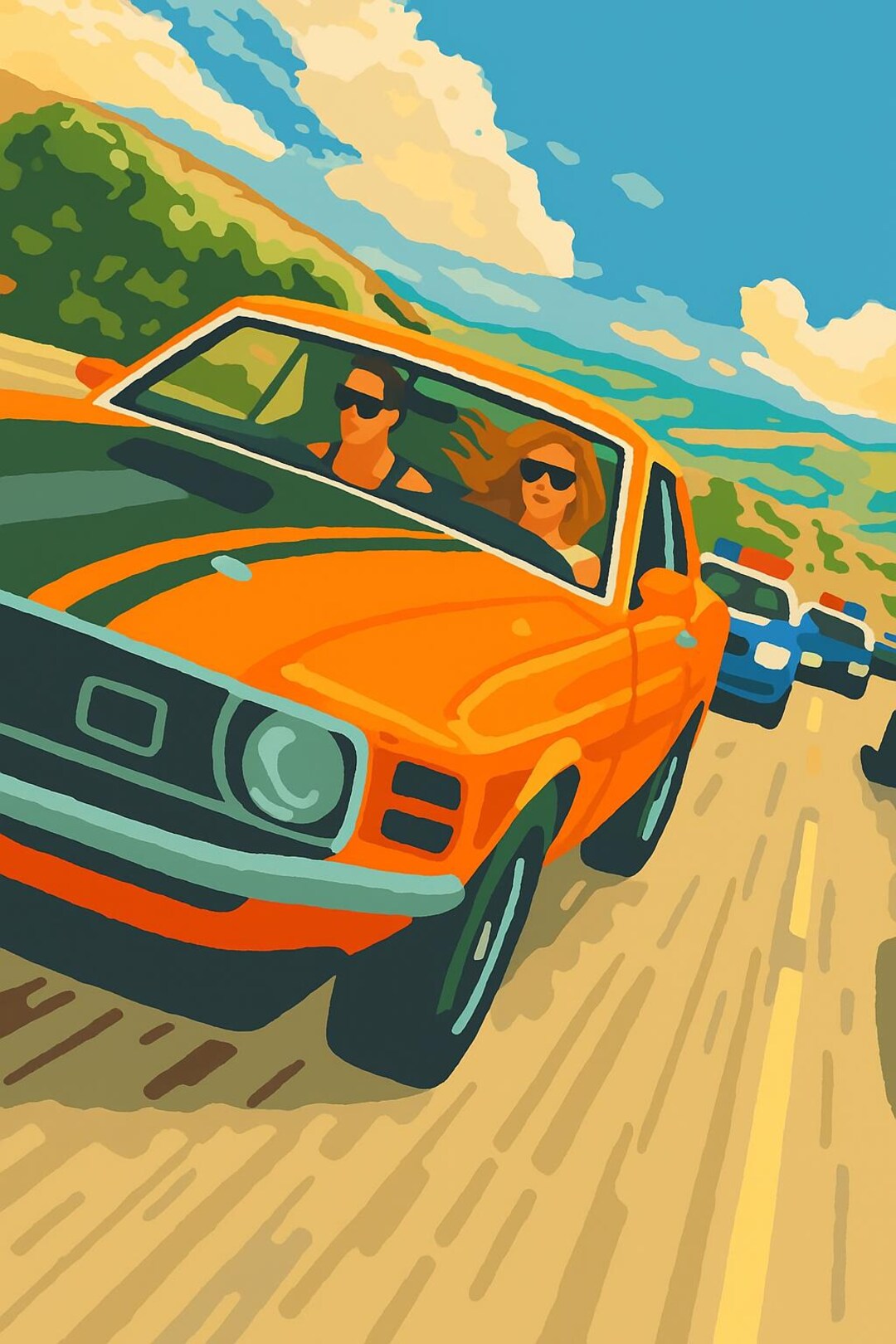 Paint by Number Retro Car Chase Pop Art Kit – Vibrant Road Trip ...