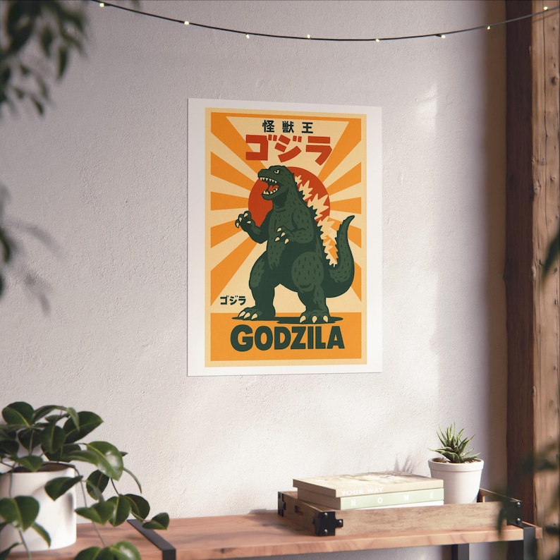 Retro Godzilla Poster, Vintage Movie Poster, Art Print, Wall Decor ...