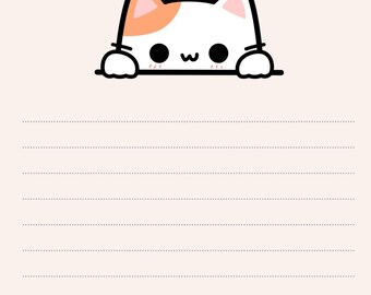 Cute Cat Printable Stationery – Letter and A4 Size – PDF and PNG ...
