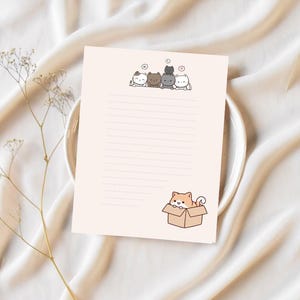 Cute Cat Printable Stationery – Letter and A4 Size – PDF and PNG ...
