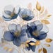 Abstract Watercolor Flowers Clipart: Blue & Gold Floral Pngs (digital ...