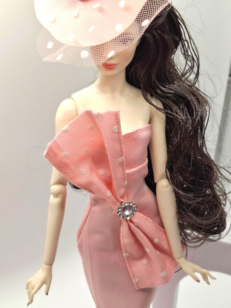 Fashion Doll Outfit - Pink or Red Gown & Fascinator Hat, 1/6 Scale - Etsy
