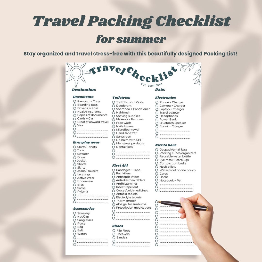 Packing List, Printable Travel Checklist PDF, Travel Planner, Packing ...
