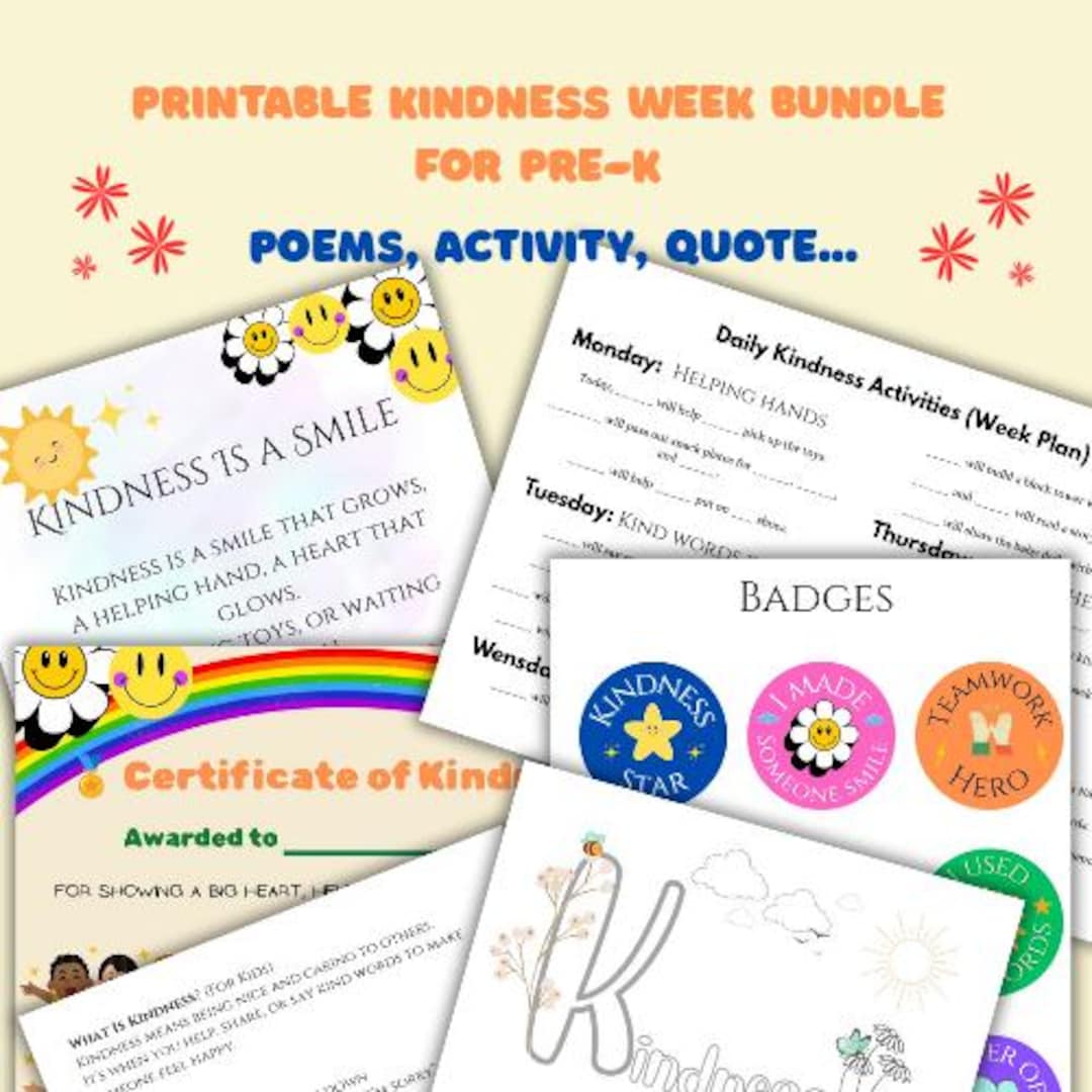 Kindness Week Activities for Preschool | Printable SEL Bundle | Poems ...