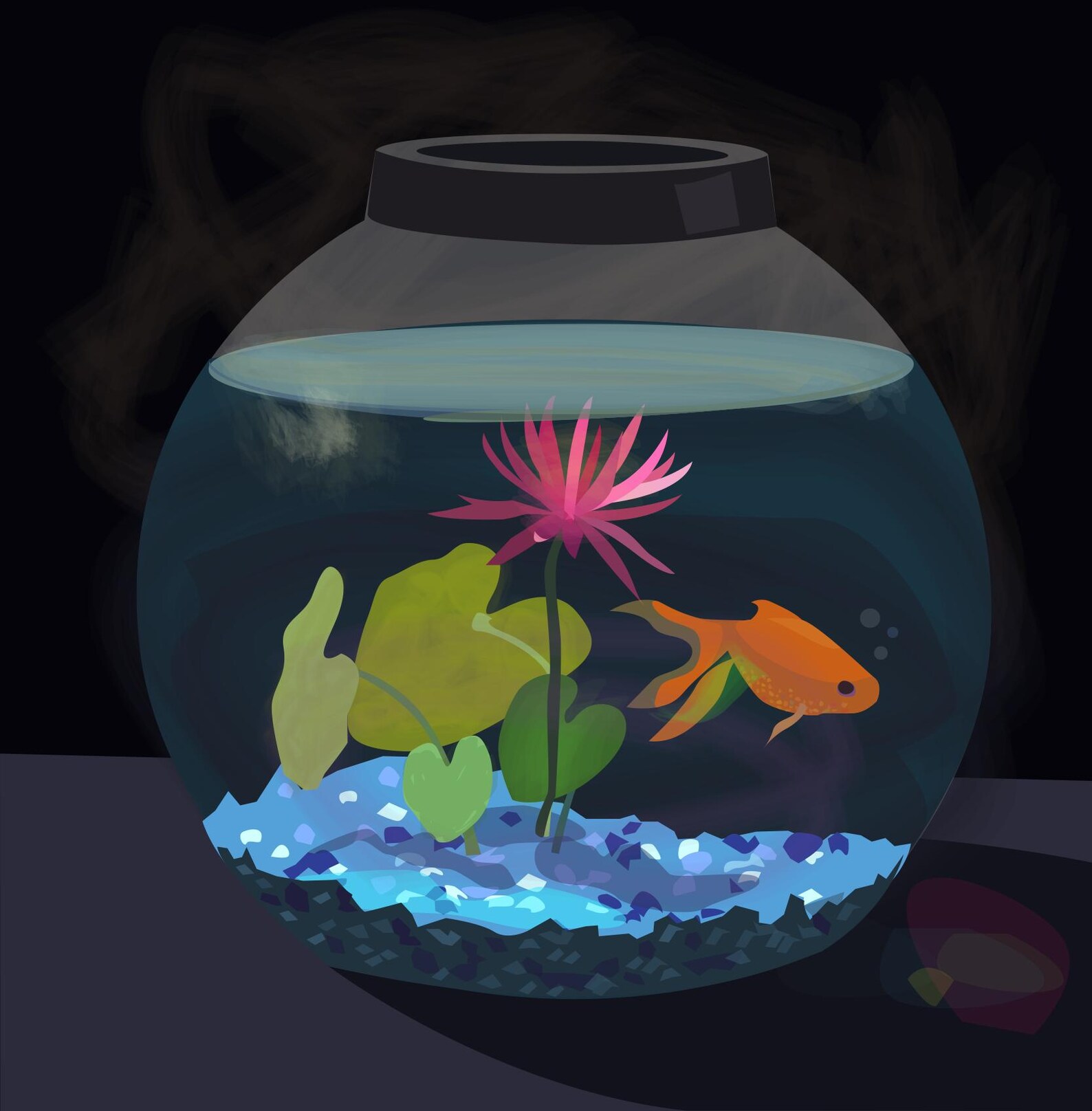Fish in Its Fishbowl Illustration - PNG and AI File. - Etsy