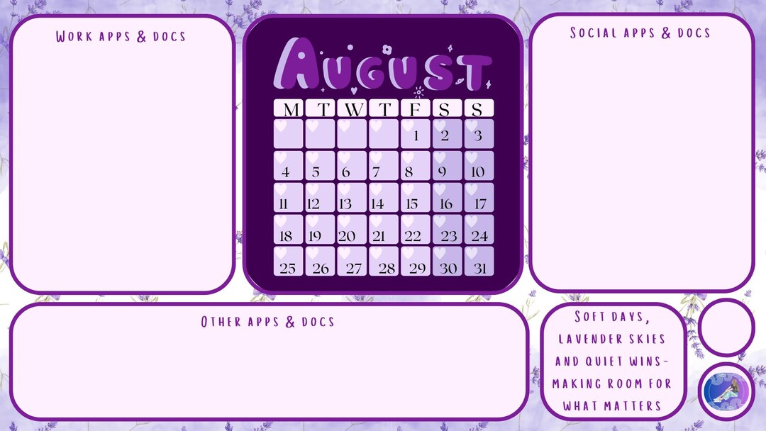 August 2025 Minimalist Desktop Wallpaper - Lavender Haze - Etsy