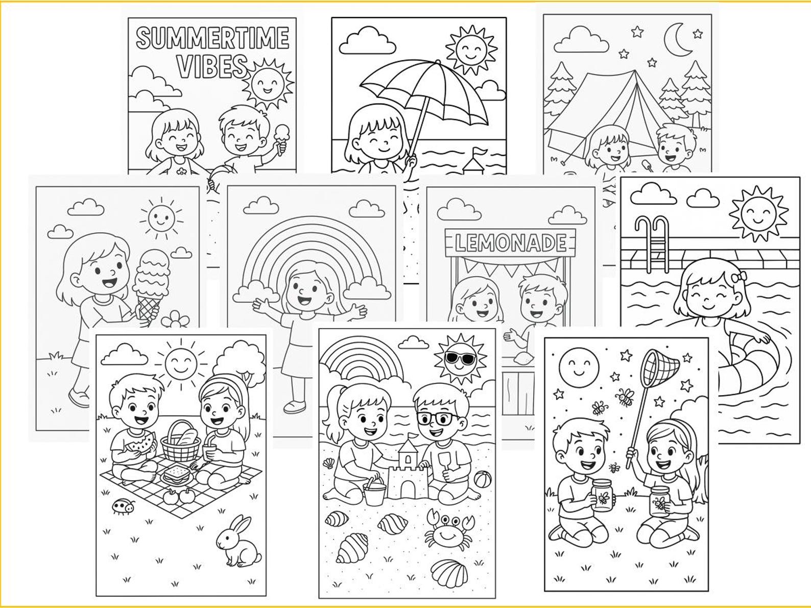 Kids Summer Coloring Pages, 10 Fun Printable Summer Coloring Pages ...