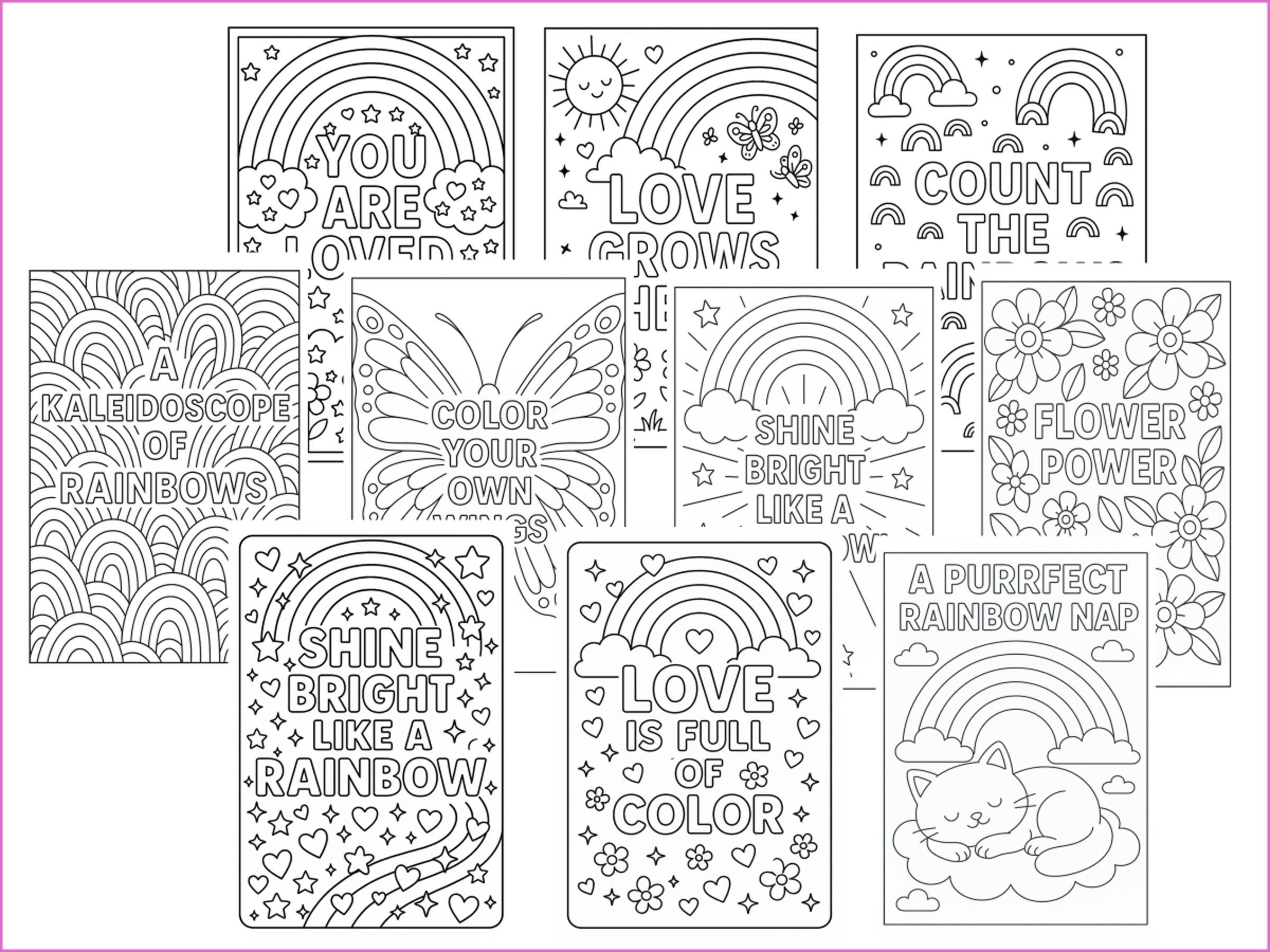 Rainbow Coloring Book - Printable Coloring Pages – Cute Animals ...
