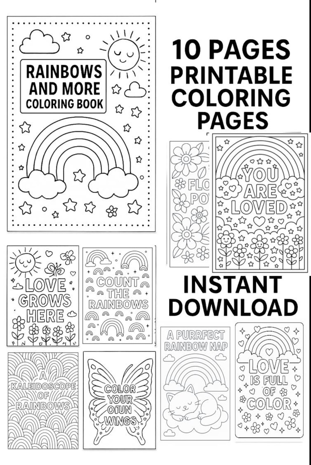 Rainbow Coloring Book - Printable Coloring Pages – Cute Animals ...