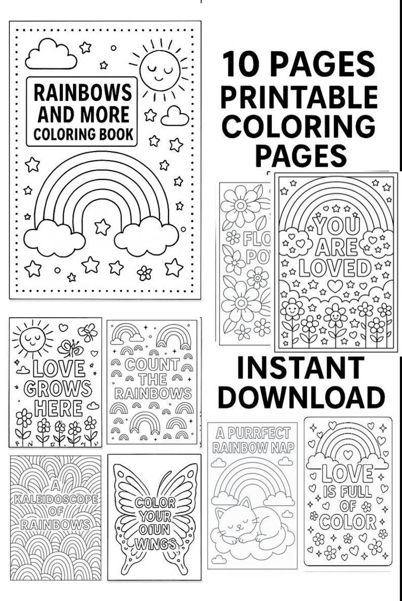 Rainbow Coloring Book - Printable Coloring Pages – Cute Animals ...