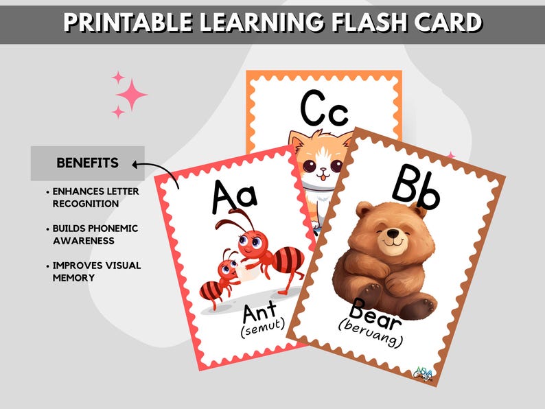 Printable Animal Alphabet Flash Cards | ABC Learning Cards for Kids ...