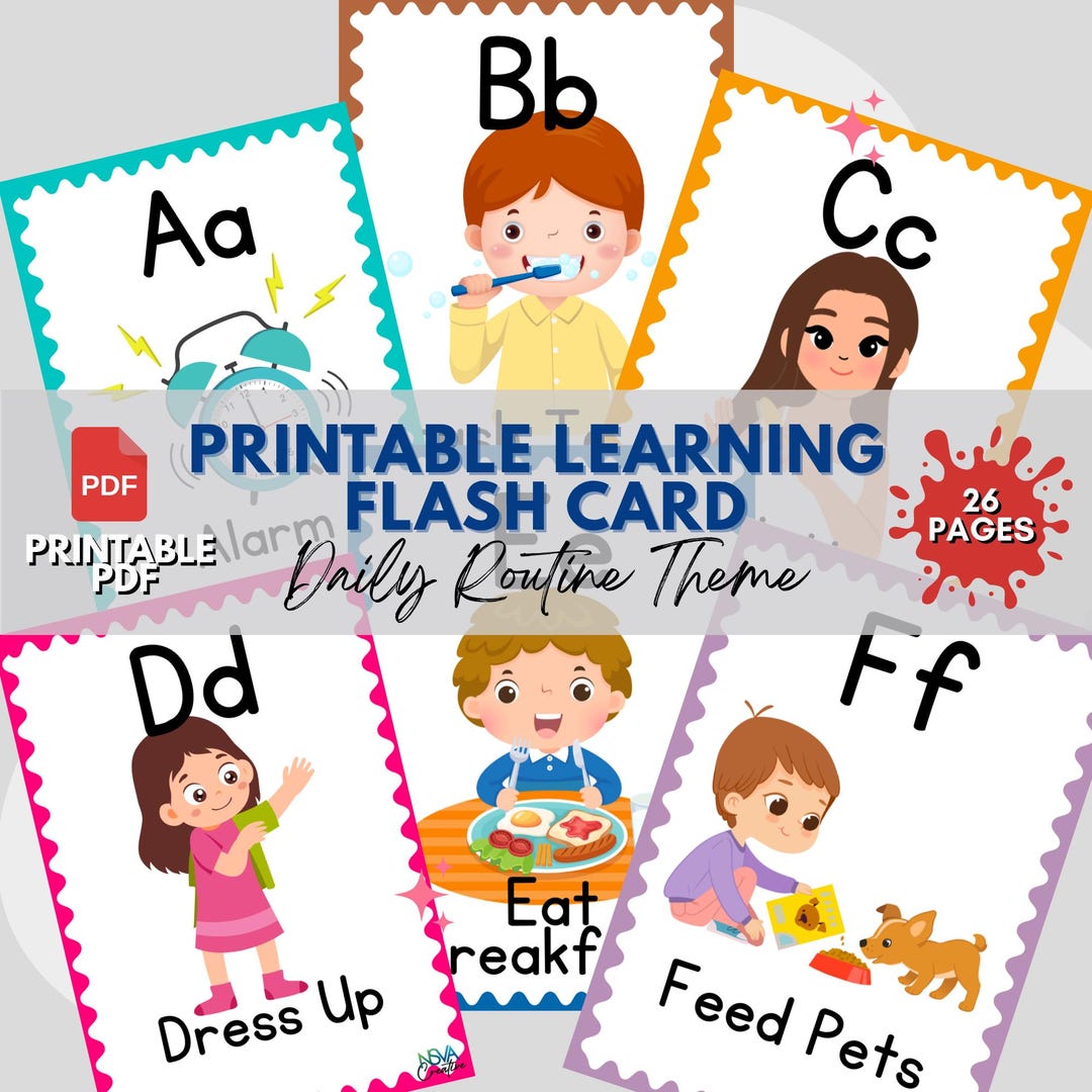 ABC Daily Routine Flash Cards for Kids – A to Z Printable Morning to ...