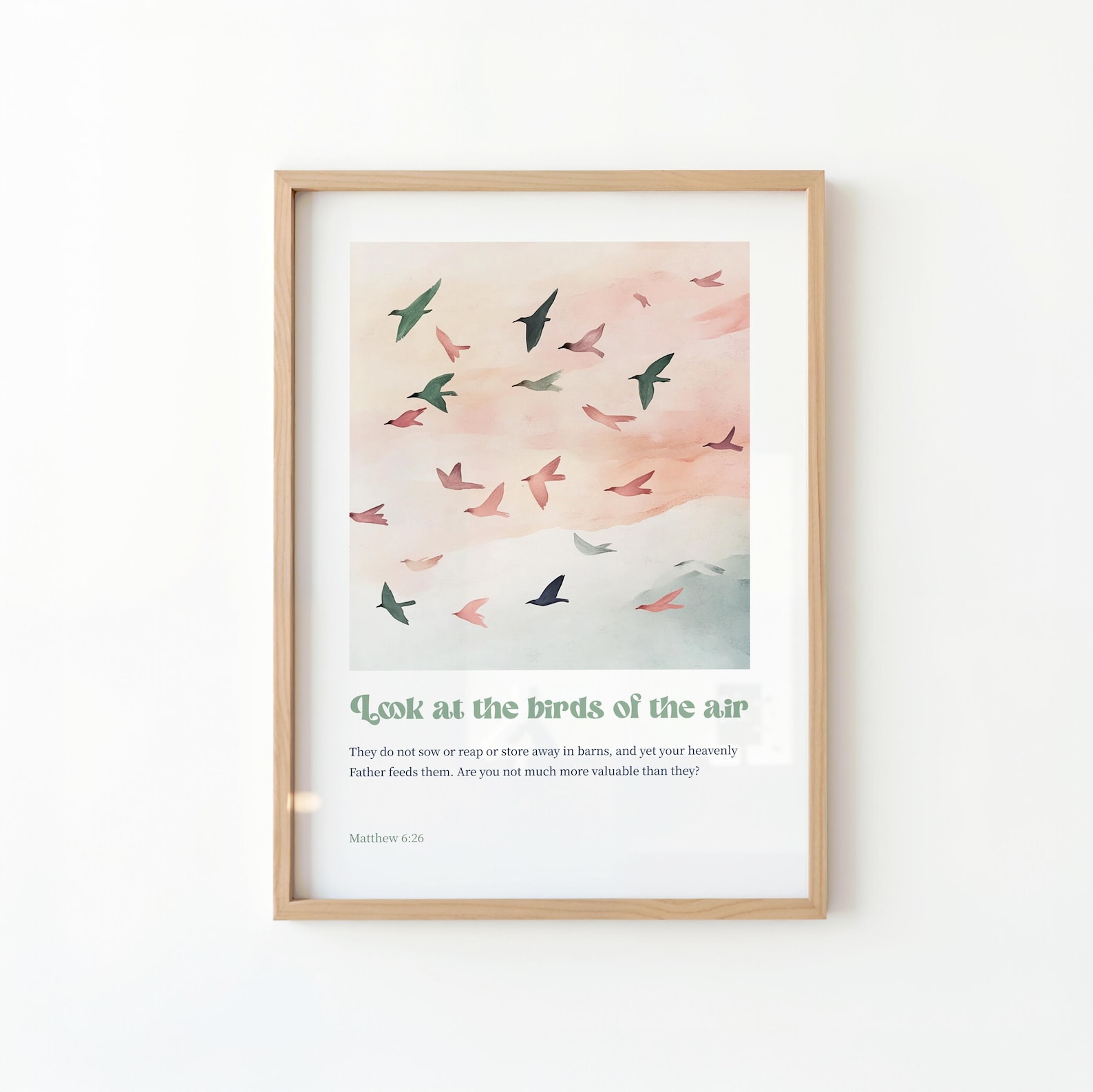 Matthew 6 Look at the Birds of the Air Modern Christian Art Bible Verse ...