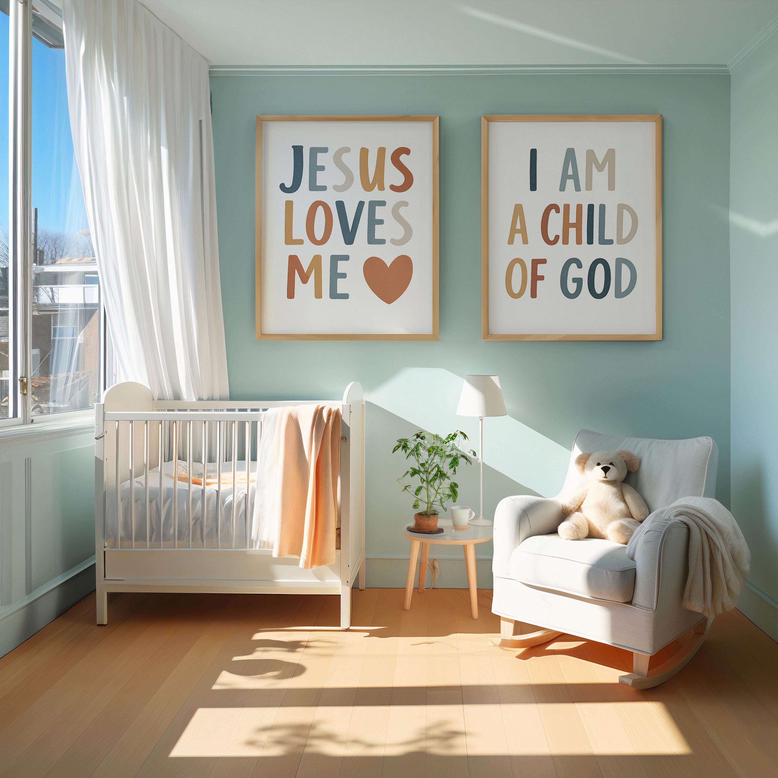 Christian Nursery Wall Decor, Set of 2 Bible Verse Wall Art, Nursery ...