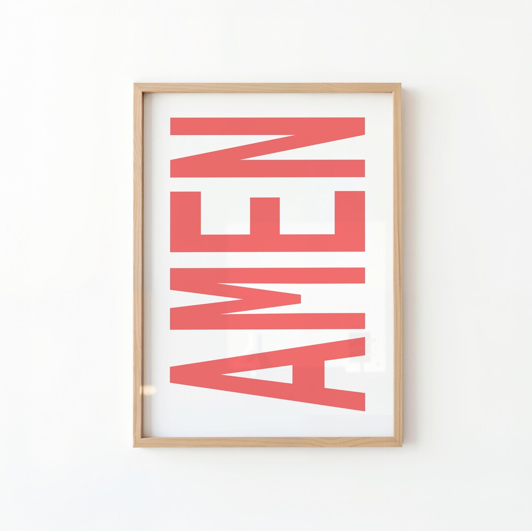 Amen Print Jesus Typography Poster Trendy Christian Wall Art Retro ...
