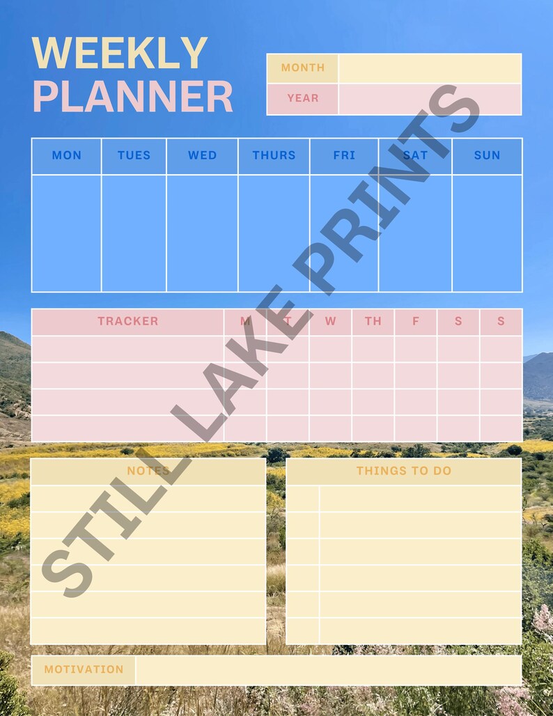 Weekly Planner - Printable - Field - Etsy