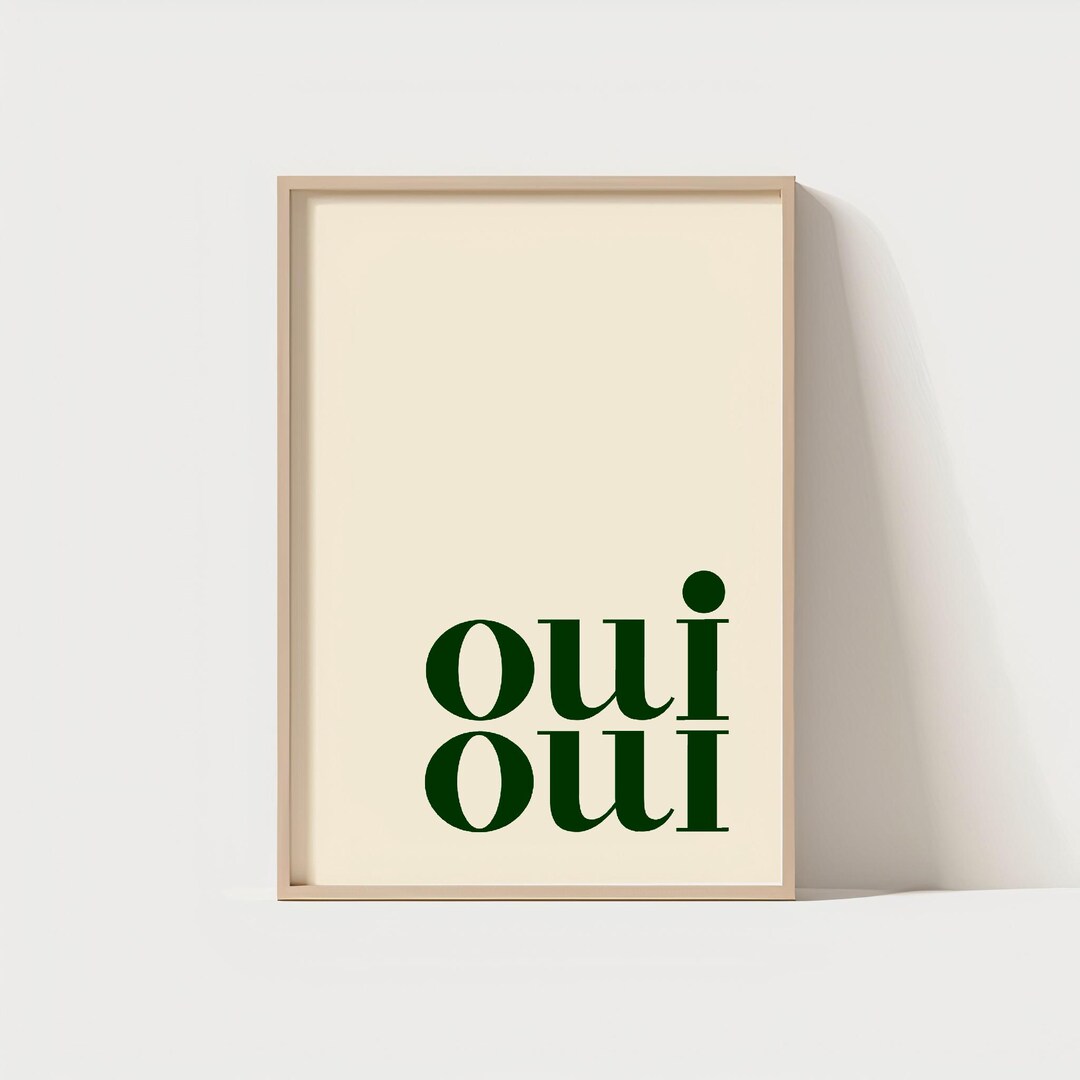 Oui Oui Print | Green Typography Bathroom Wall Art | Home Decor ...