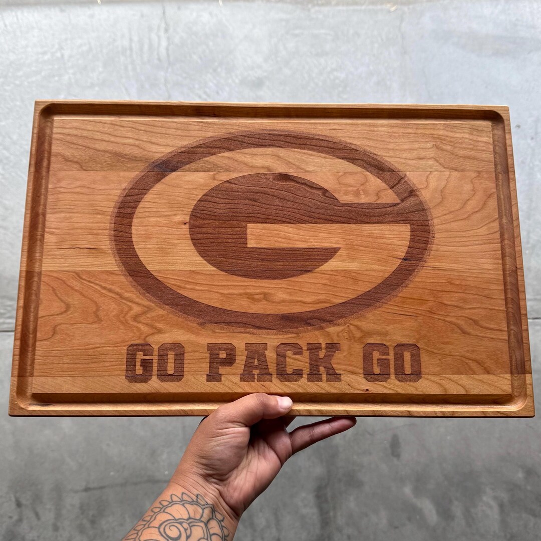 Personalized Green Bay Packers Cutting Board • Solid Cherry Wood - Etsy