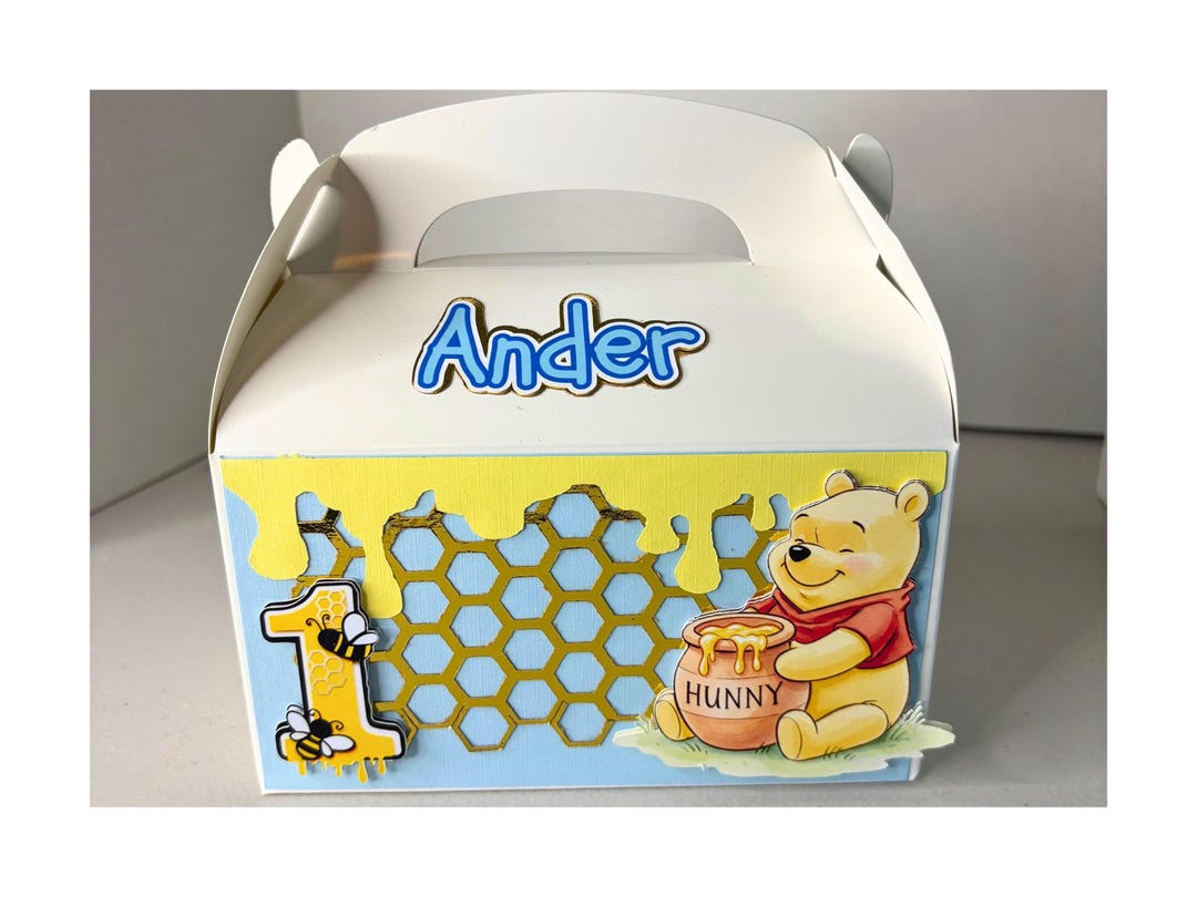 Personalized Bear Theme Favor Box | Hunny Bear Birthday Party Favor ...