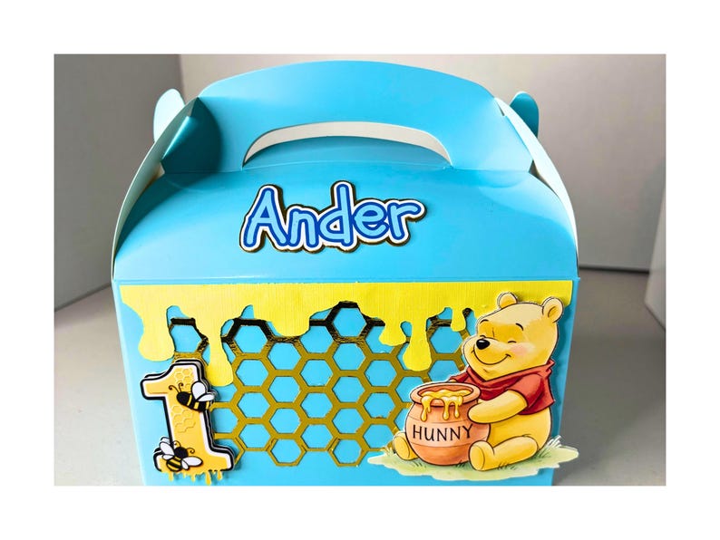 Personalized Bear Theme Favor Box | Hunny Bear Birthday Party Favor ...