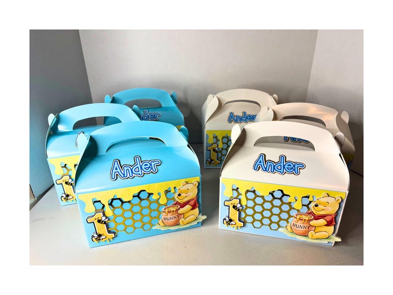 Personalized Bear Theme Favor Box | Hunny Bear Birthday Party Favor ...